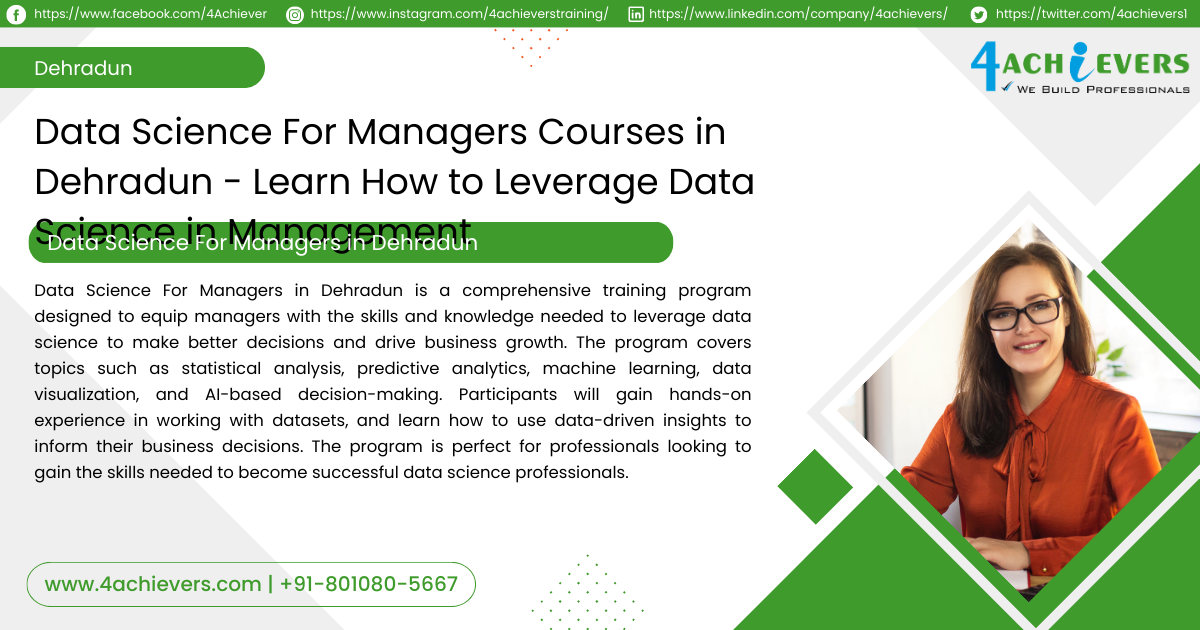 Best Data Science For Managers in Dehradun Training institute in Dehradun offering 100% ...